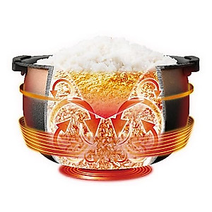 Newly released overseas rice cooker 220V-230V specification Tiger JPC-W10W KMZ 5.5 cup Pressure IH Earthen pot furnace coating Made in Japan, Black