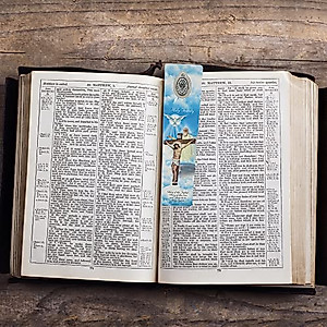 The Holy Trinity Bookmark with Medal and Prayer on Back, Catholic Saints Religious Bookmarks for Journals, Books, and Bibles, Glory of The Father, Son, and Holy Spirit, 7 3/8 Inches