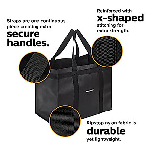 Homemell Reusable Grocery Bags Heavy Duty Foldable Shopping Bags - Extra Strength Large Size Black Collapsible Tote