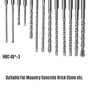 CORTOOL Rotary Hammer Drill Bits Set & Chisels SDS Plus Shank Concrete Masonry Hole Tool 17pcs with Storage Case 40Cr Steel Drill Bit Set