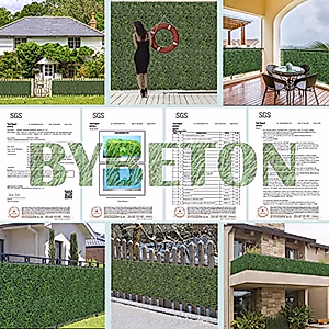 Bybeton Artificial Green Wall Panel,10"x 10"(12pcs) Boxwood Faux Grass Wall Panels for Interior Wall, Backdrop Wall,Garden Wall and Indoor Outdoor Plant Wall Decor