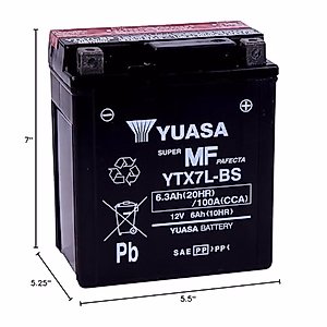 Yuasa YUAM327BS YTX7L-BS Maintenance Free AGM Battery with Acid pack