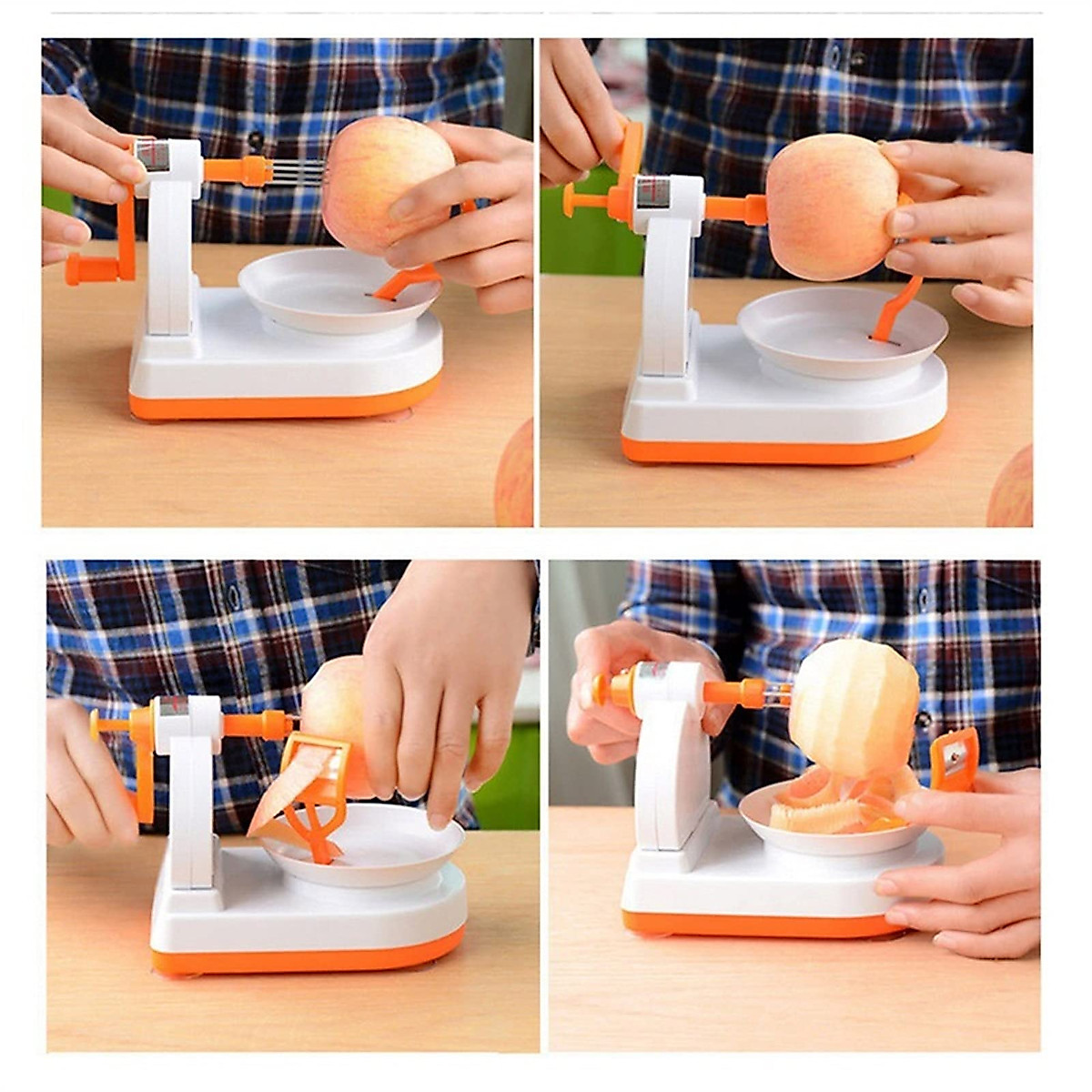 LKL Spiral Apple Peelers Rotating Hand Crank Peeler Fruit Potato Peeling Machine Fixed Suction Cup Stainless Steel Kitchen Peeling Tool
