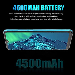 FOTABPYTI Smart Phone, Face Recognition 3 Card Slots 6.5 Inch Cell Phone 5MP Front 13MP Rear Camera 100-240V Ultra Thin MT6580 CPU Processor for Android 10 for Adults (US Plug)