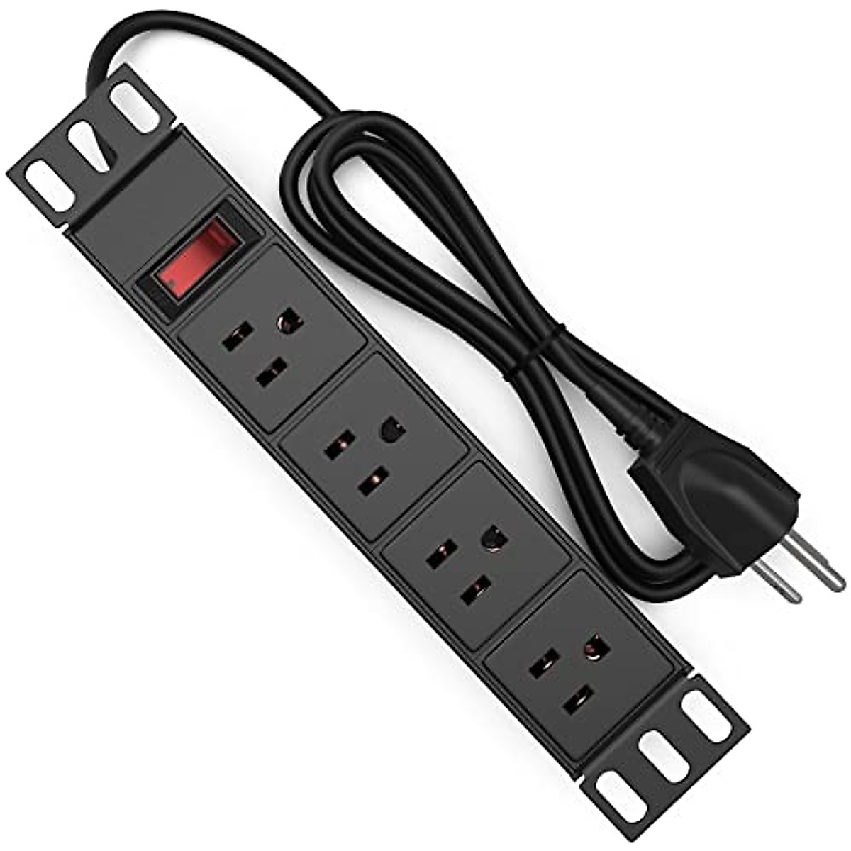 10" Rack PDU - 1U (4 Outlet) Power Distribution Unit 10 inch for Mini Racks w/Protection (110V/15A 6ft Cable) Network Cabinet Rackmount Power Strip (in Wall, Desk or Server Rack Mount) Tupavco TP1713