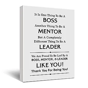 Thank You Boss Gift Canvas Wall Art -It is One Thing to Be A Boss Sign - Boss Appreciation Canvas Wall Art Gifts - Easel & Hanging Hook 11.5x15 Inch