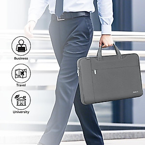 Ferkurn Laptop Bag Case Women Men Computer Sleeve with Shoulder Compatible with HP Envy Pavilion/Inspiron/Thinkpad/Vivobook/MSI/Surface,Waterproof Briefcase with Handle, Grey, 15 15.6 Inch