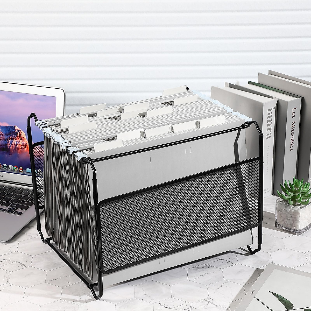 Qeeenar 80 Pack Hanging File Folders Letter Size File Cabinet 1/5 Cut Adjustable Tabs Filing Folders Organizer Bulk for Office School Home Document Storage Supplies, 12.4 x 9.4 Inch (Grey)