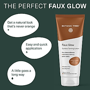 Botanic Tree Self Tanner - Sunless Tanner for Natural-Looking Fake Tan-Herbal Self Tanning Lotion for Flawless Bronzer Skin-Instant Face and Body Tanner for Fair and Dark Skin.