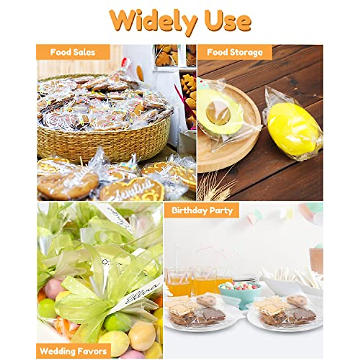 400pcs Self Sealing Cellophane Bags, 4x6 Inch Clear Cookie Bags for Packaging, Cellophane Treat Bags for Small Business, Sealable Poly Bags for Homemade Cookies, Candy, Favors, Snacks, Cards, Soap