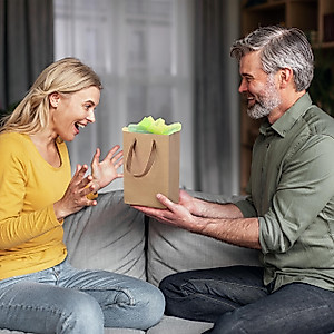 Prime Line Packaging Brown Gift Bags with Handles, Mini Kraft Shopping Tote for Small Business, Boutiques, Retail, Party Favors, Bulk, 6x3x9 50 Pack