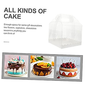 HEMOTON 10pcs Boxes Portable Cake Box Container with Lid Plastic Cake Stand Containers for Food Transparent Gift Box Mini Cupcake Boxes Small Cake Carriers Paper Transparent Cake Container