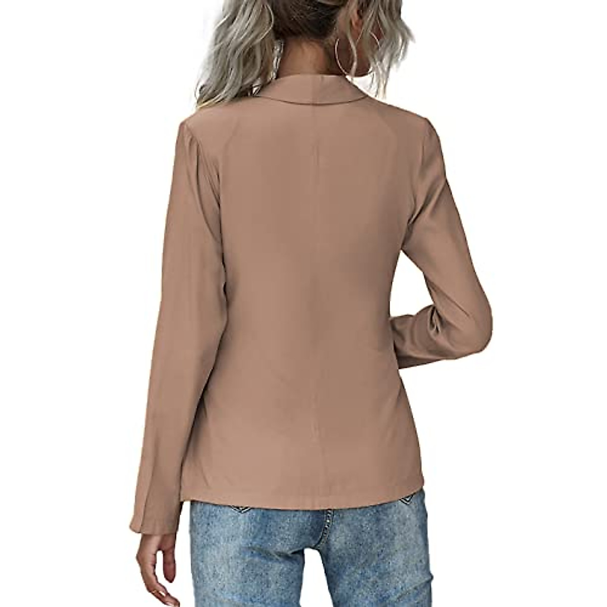LYANER Women's V Neck Blazer Jacket Self Tie Knot Long Sleeve Elegant Workwear Blouse Khaki Small