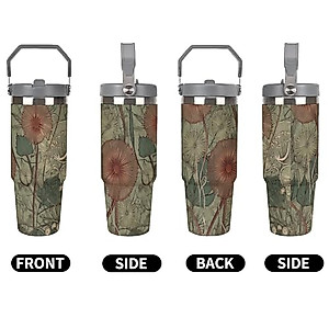 30 Oz Tumbler with Foldable Handle And Flip Straw,Leaves And Dandelions Vacuum Insulated Travel Coffee Tumblers,Stainless Steel Leak-Proof Water Bottle,Fits in Cup Holder,Keep Cold 24H & Hot 12H