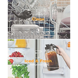 64 oz Mason Jar Pour Spout, 2 Quart Glass Water Pitcher with Lid, Airtight Seal for Great for Iced Tea,Juice,Milk,Coffee,Sun Lemonade, Set of 1(Black)