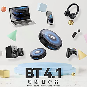 TV Box Android 11.0 2GB RAM 16GB ROM Set Top Box Smart TV Box Amlogic S905W2 1080P Ultra HD 4K HDR AV1 WiFi 2.4G 5.8GHz BT 4.1 USB 2.0 Android TV Box with Mini Wireless Backlit Keyboard