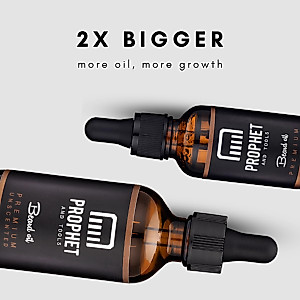 Prophet and Tools Unscented Beard Oil, Organic Revolutionary Formula helps for Thicker Beard Growth, Soften Hairs, Relieve Itch and Dryness, Great for Long Beards, 2oz