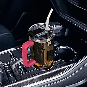 40 Oz Vacuum Tumbler with Light Rose Red Handle Leakproof Insulated Tumbler Easter Rabbit And Easter Eggs Stainless Steel Travel Mug with Lid And Straw Coffee Cup Cute Water Bottles Cup Holder Friendl