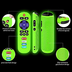 [2 Pack] Remote Case for TCL Roku RC280 Remote, Alquar Lightweight Anti Slip Shockproof Silicone Protective Case Cover Compatible with TCL Roku RC280 Remote - with Lanyard (Glow Green+Glow Blue)