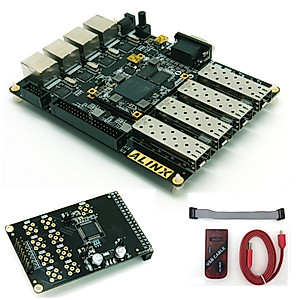 ALINX Brand XILINX A7 FPGA Development Board Artix-7 XC7A100T 4 Ethernet 4 SFP RS232 VGA fpga Evaluation kit (FPGA Board + Platform Cable USB + AD Module)