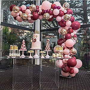 118Pcs Burgundy and Chrome Gold Balloons Garland Arch Kit for Wedding Bridal Girl Birthday Party Celebration Baby Shower Ceremony Anniversary Decoration Balloon Chain (Burgundy) (burgundy)