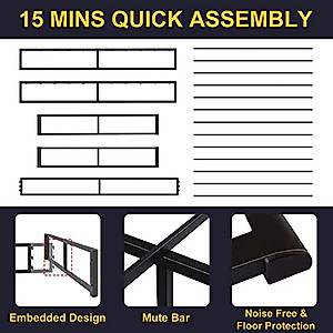 Firpeesy 10 Inch Queen Bed Frame with Round Corner Edges, Low Profile Queen Metal Platform Bed Frame with Steel Slat Support, No Box Spring Needed/Easy Assembly/Noise Free Mattress Foundation