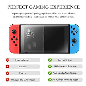 FYY (3 Packs Screen Protector Compatible with Nintendo Switch, Nintendo Switch Screen Protector Tempered Glass, HD Clarity Anti-Scratch Tempered Glass Film, 9H Hardness Screen Protector for Switch