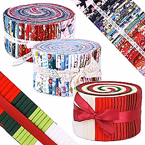 Roll Up Cotton Fabric Quilting Strips, Jelly Roll Fabric, Cotton Craft Fabric Bundle, Patchwork Craft Cotton Quilting Fabric, Cotton Fabric, Quilting Fabric with Different Patterns for Crafts