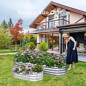 Anraja Raised Garden Bed Galvanized Metal Planter Boxes Outdoor for Gardening, Grow Plants, Flowers, Vegetables, Herbs, 4X2X1 Ft