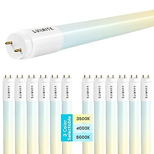 LUXRITE 12-Pack 4FT T8 LED Tube Light, Type A+B, 18W=32W, 3 Colors 3500K | 4000K | 5000K, Single and Double End Powered, Plug and Play or Ballast Bypass, 2340 Lumens, F32T8, Frosted Cover, UL, DLC