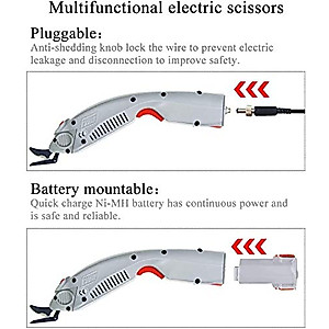 MXBAOHENG Wbt-1 Electric Fabric Scissors Cordless Fabric Shears Rechargeable Cloth Cutter for Carpet/Leather/Rubber/Paperboard (1 Battery & A Blade)