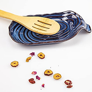Eisinly Vintage Blue Ceramic Spoon Rest - Elegant & Practical