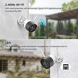 Tenda CT6 2K WiFi Cameras for Home Security Outside - Full-Color Night Vision with 2 Spotlights, Dual Antennas, AI Motion Detection, 2-Way Audio, IP66, H.265, Plug-in Outdoor Security Cameras