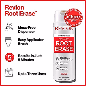 Revlon Permanent Hair Color, Permanent Hair Dye, At-Home Root Erase with Applicator Brush for Multiple Use, 100% Gray Coverage, Burgundy (4B), 3.2 Fl Oz