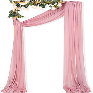 MLMC Dusty Rose Wedding Arch Draping Fabric 1 Panel 29" x 6.6 Yards Extra Long Chiffon Drapery Sheer Backdrop Curtains 20ft Airy Outdoor Drapery Panels for Wedding Bridal Shower Ceiling Decoration