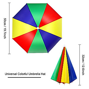 5 Pack Umbrella Hat with Elastic Band, Rainbow Waterproof Fishing Umbrella Hat for Adults Kids Women Men