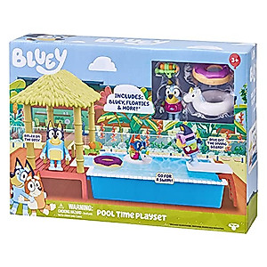 Bluey Pool Playset and Figure, 2.5-3 inch Articulated Figure and Accessories