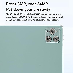 Airshi 10.1 Inch Tablet Dual Camera Speakers Octa Core Gaming Tablet 6GB RAM 128GB ROM 1600 * 2560 100-240V for Travel (US Plug)