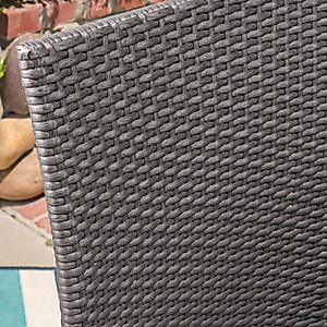 Christopher Knight Home Liam Outdoor 7 Piece Wicker Dining Set, Grey