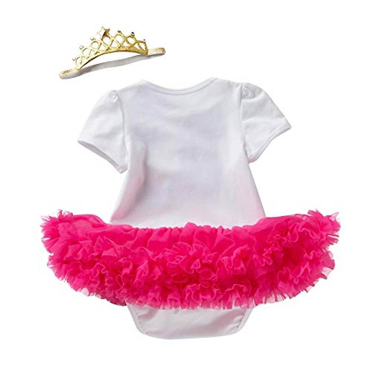 It’s My 1/2 / 1st / 2nd Birthday Outfit Baby Girls Romper Tutu Dress with Ruffle Tulle Skirt + Shiny Crown Headband Cake Smash Dress Clothes 2PCS Set for Photo Shoot Hot Pink 1/2 Birthday 6-12 Months