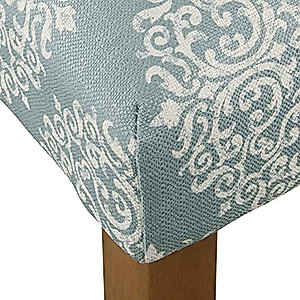HomePop Parsons Classic Upholstered Accent Dining Chair,Set of 2, Blue and Cream Medallion