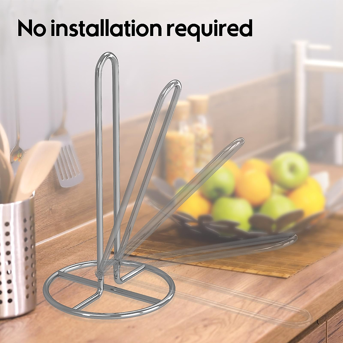 JtEoss Paper Towel Holder Countertop, Kitchen Paper Towels Holder Stand for Kitchen Organization and Storage, Stainless Steel Paper Towel Roll Holder with Non-Slip Base for One- Handed Tear(Silver)