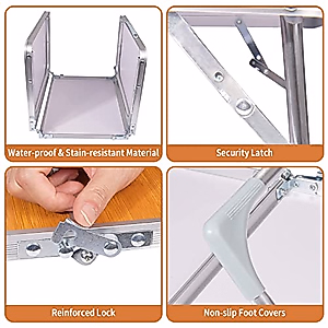 PLANEXPERT Folding Camping Table,3 Feet Portable Outdoor Table with Aluminum Legs,3 Fold Lightweight Beach Table with Handle,Camping Accessories for Home Picnic BBQ Garden Cooking