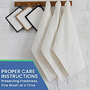 Kitchen Dish Towels Ring Spun Cotton Large 18 x 28 6-Pack Big Waffle - Kitchen Towel, Hand Towels, Tea Towels, Dish Towels and Dish Cloth (Cream).