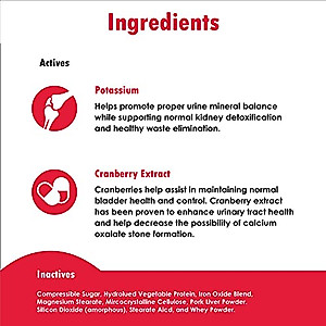 K-Plus Potassium Citrate Plus Cranberry Supplement for Dogs - UTI Remedy Chewable Tablets - Supports Bladder Health - For Every Dog Breed (100 Tabs)