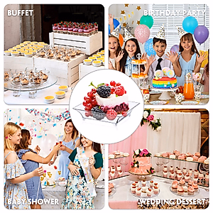 300 Pcs 1 oz Mini Dessert Plates Square Plastic Salad Plate Disposable Clear Plates for Tasting Exquisite Party Serving Trays for Appetizers Chocolates Ice Cream Fruit and More, 2.4 x 2.4 Inch