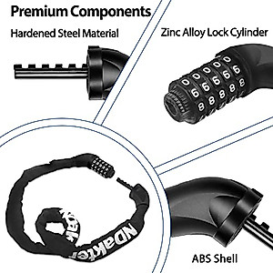 NDakter Bike Chain Lock, 5 Digit Combination Heavy Duty Anti Theft Bicycle Chain Lock, 3.2/4.27 Feet Long Security Resettable Bike Locks for Bike, Bicycle, Scooter, Motorcycle, Door, Gate, Fence