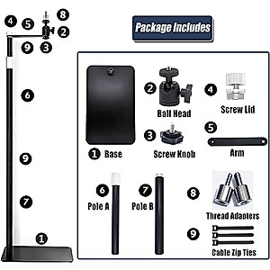 Projector Stand, Projector Floor Stand Mount Adjustable Height 16-50 Inch (Include Ball Head) Universal Projector Stand Behind Sofa Bed 360° Rotation Compatible with XGIMI AuKing Anker and Other