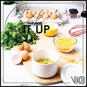 Vikko Soup Crocks With Lids, 10 Ounce Modern White Soup Bowl with Cover, Set of 4 Soup Dishes, Dishwash Safe