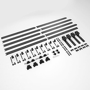 Dondelight 12FT Sliding Barn Door Hardware Track Kit for Double Door, Heavy Duty Modular Sliding Door Track Hardware Set for Interior & Exterior Door